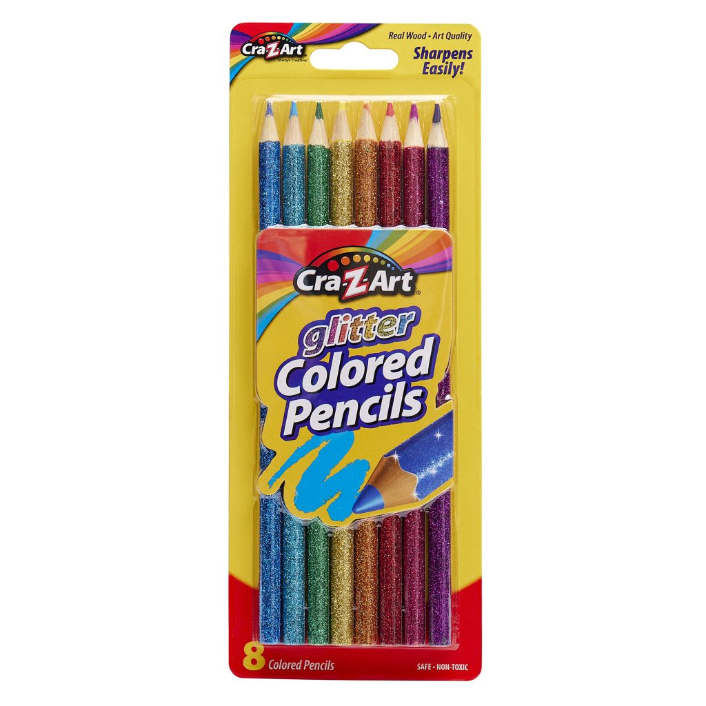 8 ct Glitter Colored Pencils Carded Cra-Z-Art