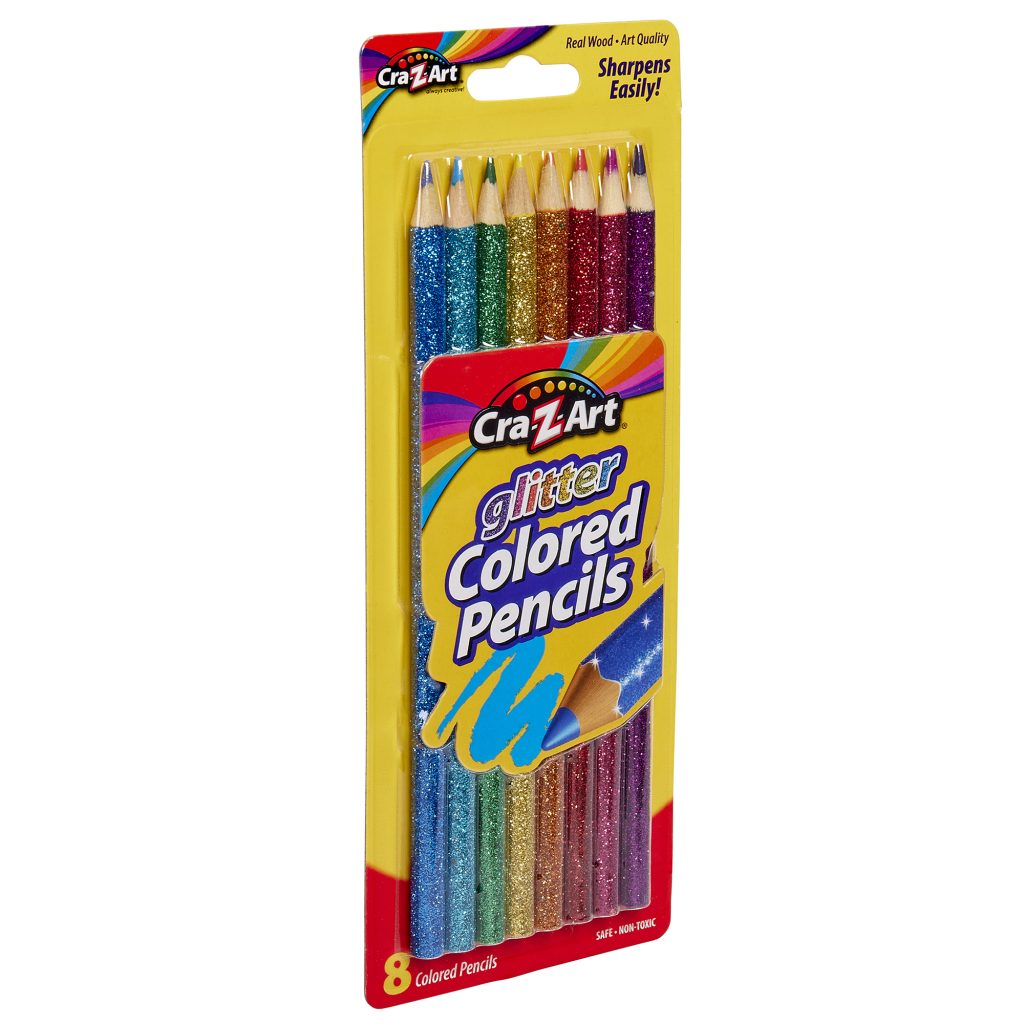 8 ct Glitter Colored Pencils Carded Cra-Z-Art