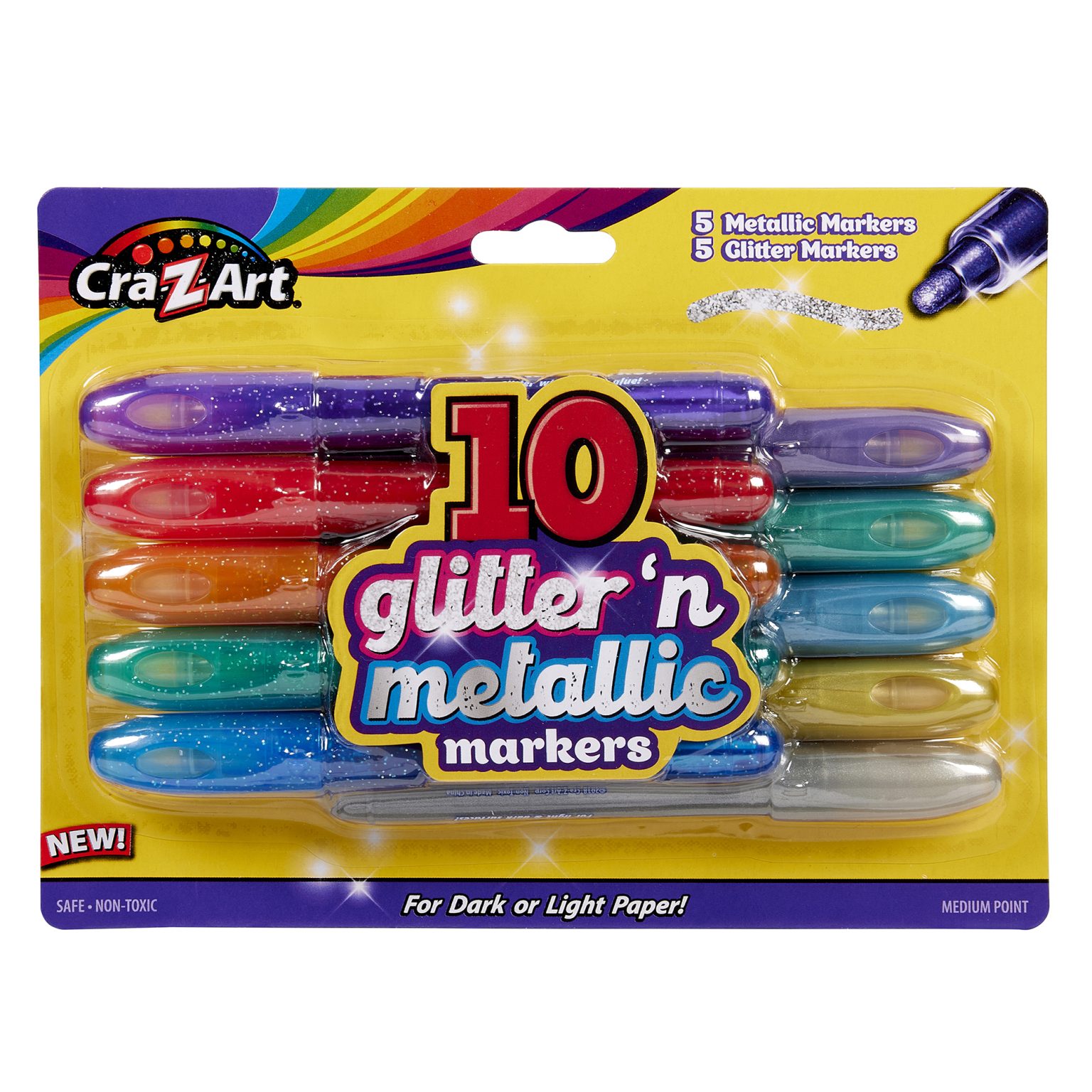 Cra-Z-Art 10 Count Glitter and Metallic Markers