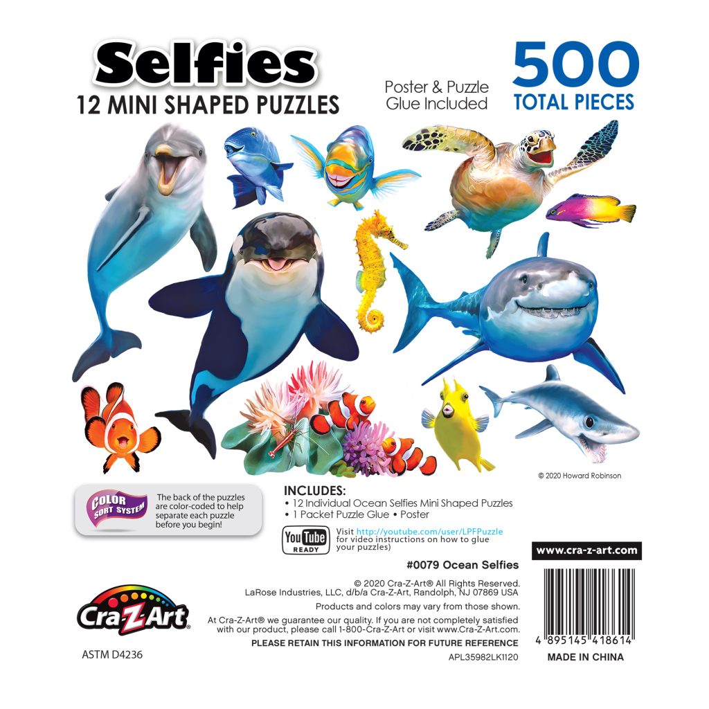 RoseArt - 12 Mini-Shaped - Ocean Selfies - 500 Piece Jigsaw
