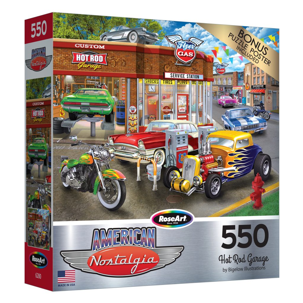 RoseArt - American Nostalgia - Hot Rod Garage - 550 Piece