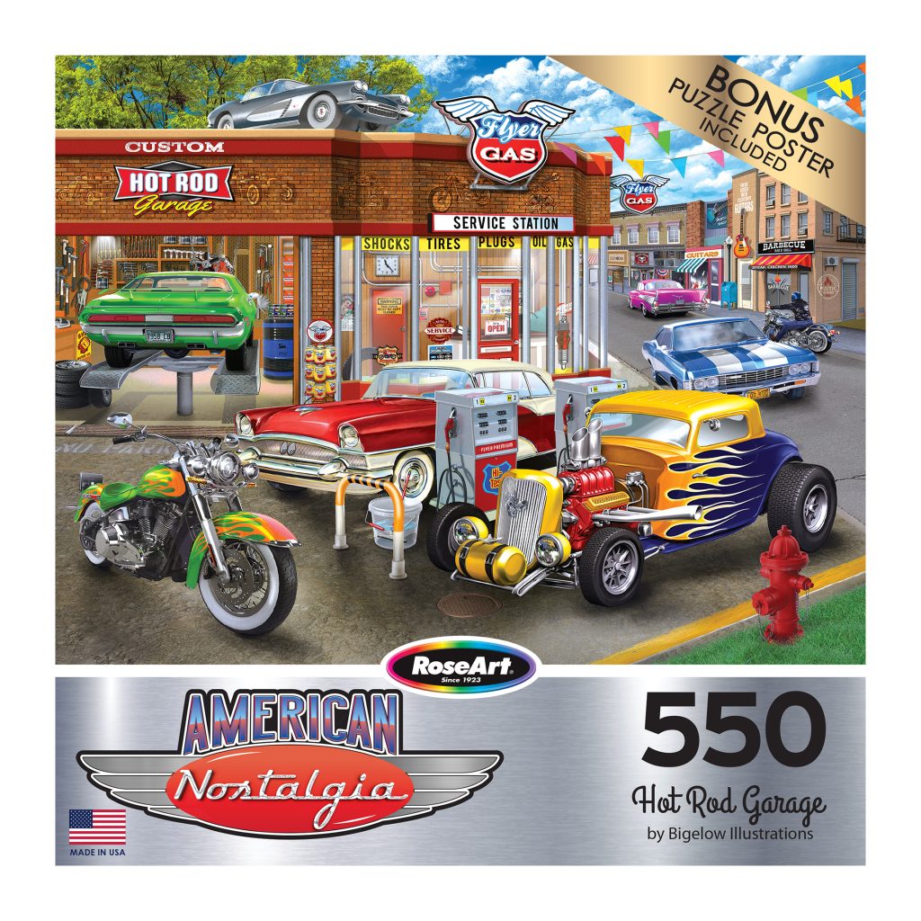 RoseArt - American Nostalgia - Hot Rod Garage - 550 Piece